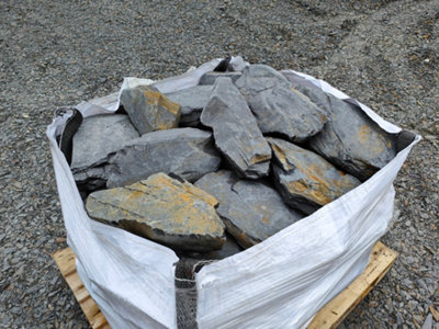 GARDEN ROCKERY / POND EDGING STONES - WELSH SLATE 250-500MM