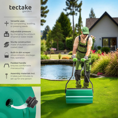 Garden Roller - for lawn levelling, 60 cm wide, 31 cm diameter, padded ...