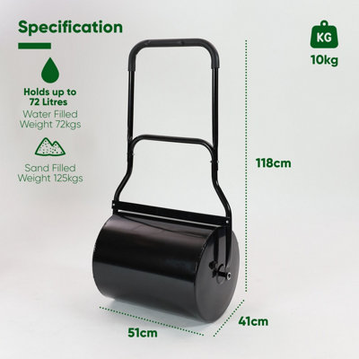 Garden ROLLER Heavy Duty Grass Lawn Roller with Comfort Handle Water ...