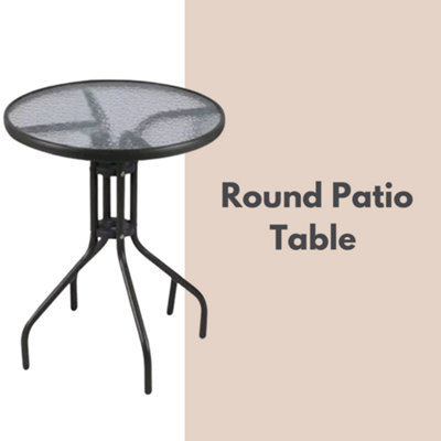Garden Round Glass Metal Outdoor Side Table