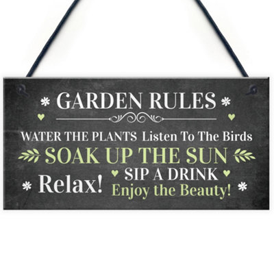 Garden Rules Sign For Garden Summerhouse Hanging Plaque Home Gift For ...