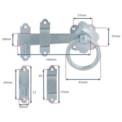 Garden Side Gate Fixing Kit 3x 10" T Hinges Ring Latch Brenton Bolt Set ...