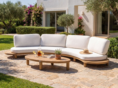 Garden Sofa with Table 4 Seater NUMANA Off-White Acacia Wood
