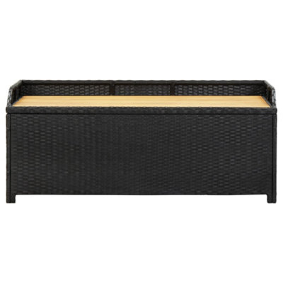GARDEN STORAGE BENCH 120 CM POLY RATTAN BLACK