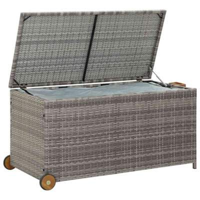 GARDEN STORAGE BOX LIGHT GREY 120X65X61 CM POLY RATTAN