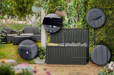 Garden Storage Box Plastic Outdoor Large 336L Patio Container Garden ...