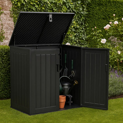 Garden Storage Cabinet 775L Black 115cm Outdoor Tool & Equipment Box Locker