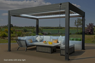 Garden Store Direct Athena Aluminium Pergola 3m x 4m with LED Lights ...