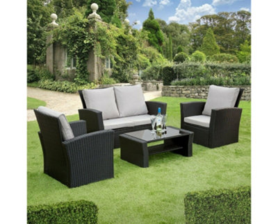 Garden Store Direct Rattan Garden Furniture 4 Piece Patio Set - Black ...