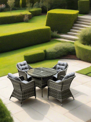Garden Store Direct St Tropez Aluminium Rattan 4 Seat Round Dining Set
