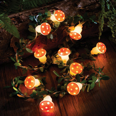 Garden String Lights in Solar Toadstool Design, 10 LED Fairy Lights ...