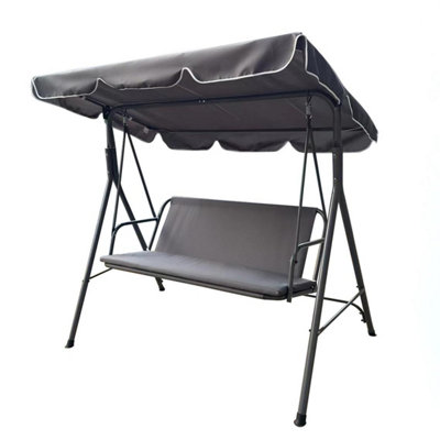 Garden Swing Chair Outdoor Hanging Seat 3 Seater Bench Sun Shade, Grey