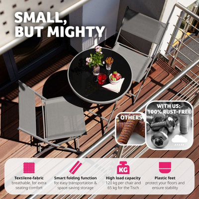 Garden Table and Chairs - 2 person bistro set, foldable, weather ...