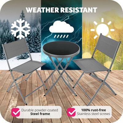 Garden Table and Chairs - 2 person bistro set, foldable, weather ...