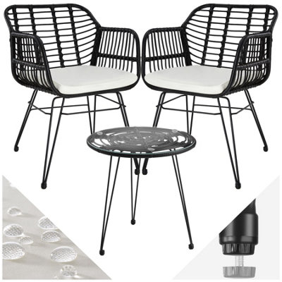 Garden Table and Chairs Molfetta - 2 person bistro set - black | DIY at B&Q