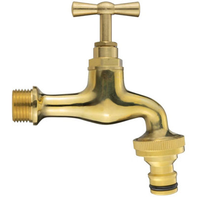 Garden Tap Faucet Mixer, Solid Brass, Polished, 1/2" BSPM with Quick ...