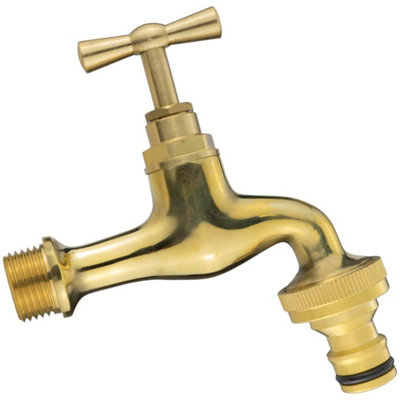 Garden Tap Faucet Mixer, Solid Brass, Polished, 1/2" BSPM with Quick ...