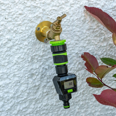 GARDEN TAP WATER FLOW METER,MEASURE UP TO 1000L,UNIVERSAL HOSE CONNECTIONS