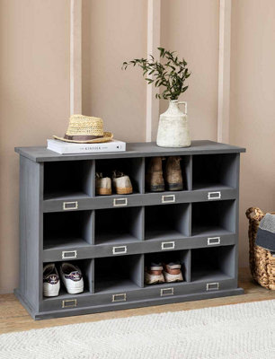 Garden Trading Chedworth 12 Shoe Locker Storage Rack Hallway Unit Grey