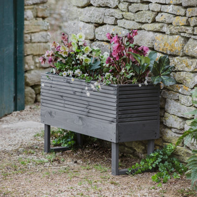 Garden Trading Latchmere Wooden Planter Vegetable Flower Bed Trough ...