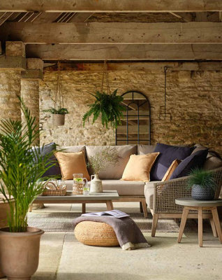Garden Trading Lynton Corner Sofa Seat Coffee Table Set Wooden Indoor ...