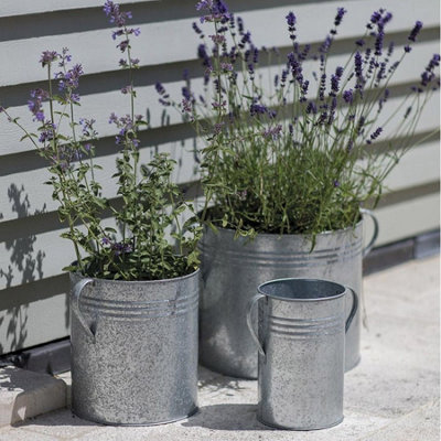 Garden Trading Set Of 3 Galvanised Steel Garden Planters Flower Pots PLGA01
