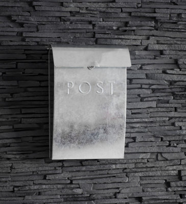 Garden Trading Silver Galvanised Letter Post Mail Box With Lock Wall ...