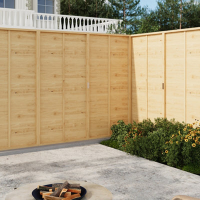 Garden Traditional Water-based Paint Yellow Wooden Fence panel 1.8m x 1.8m