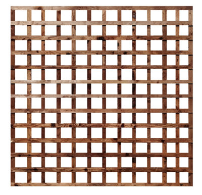 Garden Trellis Panel 6' x 6' Brown Treated 4 Inch Hole