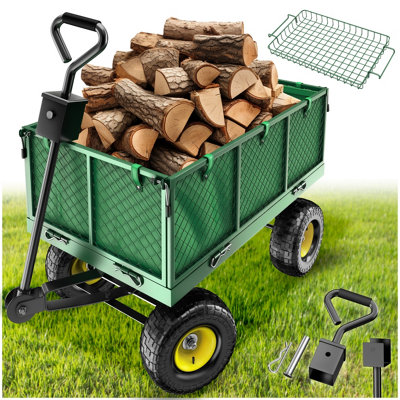 Garden Trolley - foldable side walls, shelf, padded handle, 550 kg load ...