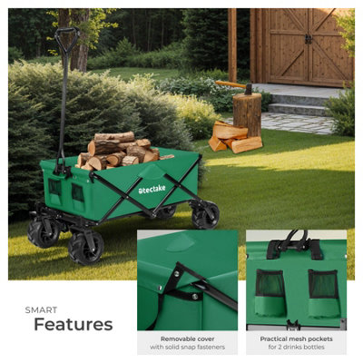 Garden Trolley - foldable with wide wheels, 2 pockets, transport bad ...