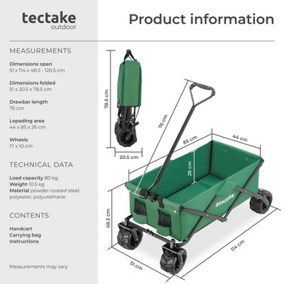 Garden Trolley - foldable with wide wheels, 2 pockets, transport bad ...
