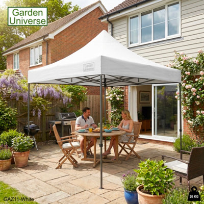 Garden Universe 3m x 3m Pop-Up Gazebo Weight 26kg Heavy Duty White ...