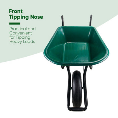 Garden WHEELBARROW 130kg / 110Ltr Toughened Plastic Tray Ideal Heavy ...