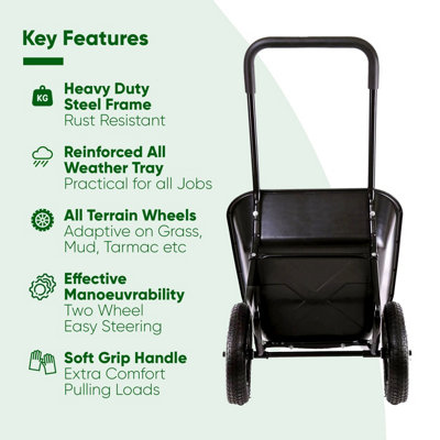 Garden WHEELBARROW 150kg Heavy Duty 85Ltr Toughened Plastic Barrow Tray ...