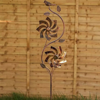 Garden Wind Spinner Stake with Bird Ornament