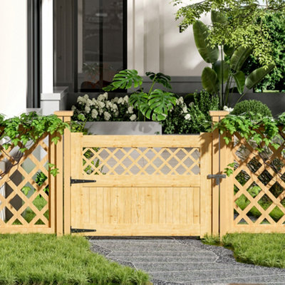 Garden Wood Gate Rhombus with Latch and Hardware Kit W120cm x H90cm
