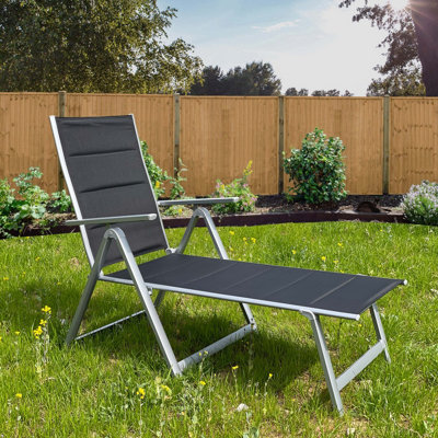 GardenCo Deluxe Padded Folding Sunlounger, Textoline Outdoor Reclining ...