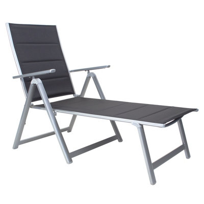 GardenCo Deluxe Padded Folding Sunlounger, Textoline Outdoor Reclining ...