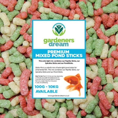 GardenersDream 2.5KG Colourful Mixed Fish Sticks Complete Daily Pond ...