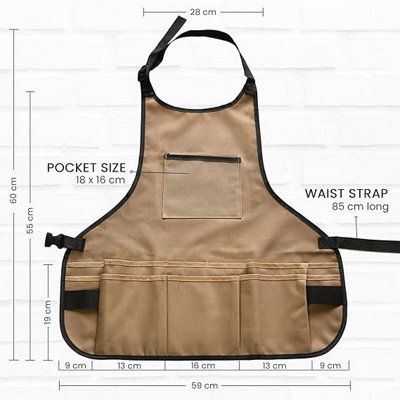 GARDENING APRON WATERPROOF APRON WITH 14 POCKETS FOR GARDENING, COOKING ...