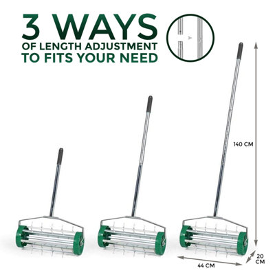 Gardening Lawn Aerator Grass Roller With 3 Level Adjustable Telescopic ...