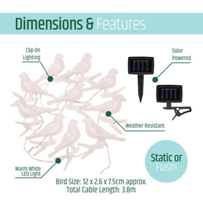 GardenKraft 10 Bird Shaped Outdoor String Lights