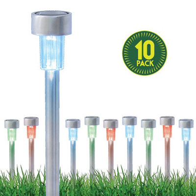 GardenKraft 19820 Pack Of 10 Multi-Coloured Solar Powered Garden Lights ...