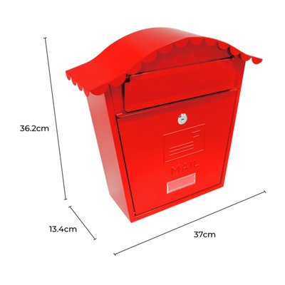 GardenKraft Classic Red Wall-Mounted Letterbox
