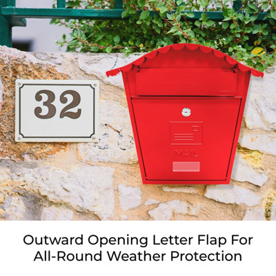GardenKraft Classic Red Wall-Mounted Letterbox