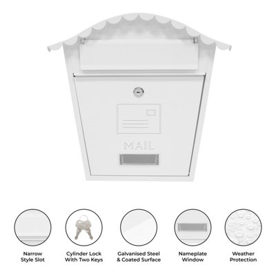 GardenKraft Classic White Wall-Mounted Letterbox