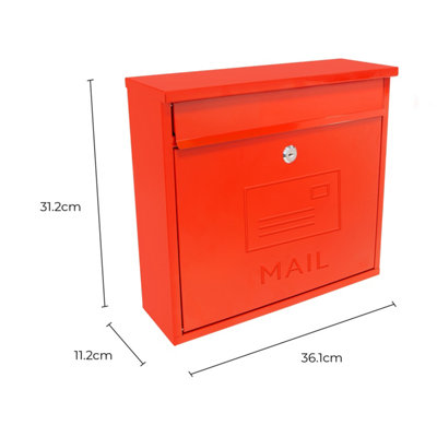 GardenKraft Contemporary Red Wall-Mounted Letterbox
