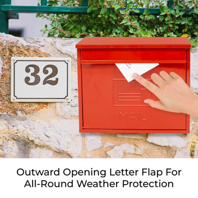 GardenKraft Contemporary Red Wall-Mounted Letterbox