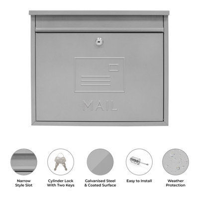 GardenKraft Contemporary Silver Wall-Mounted Letterbox